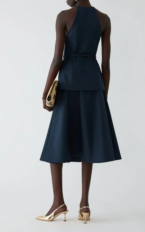 Carolina Herrera Sleeveless Belted Cotton Sateen Top