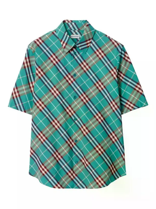 Burberry Check Short-sleeve Shirt - Blue