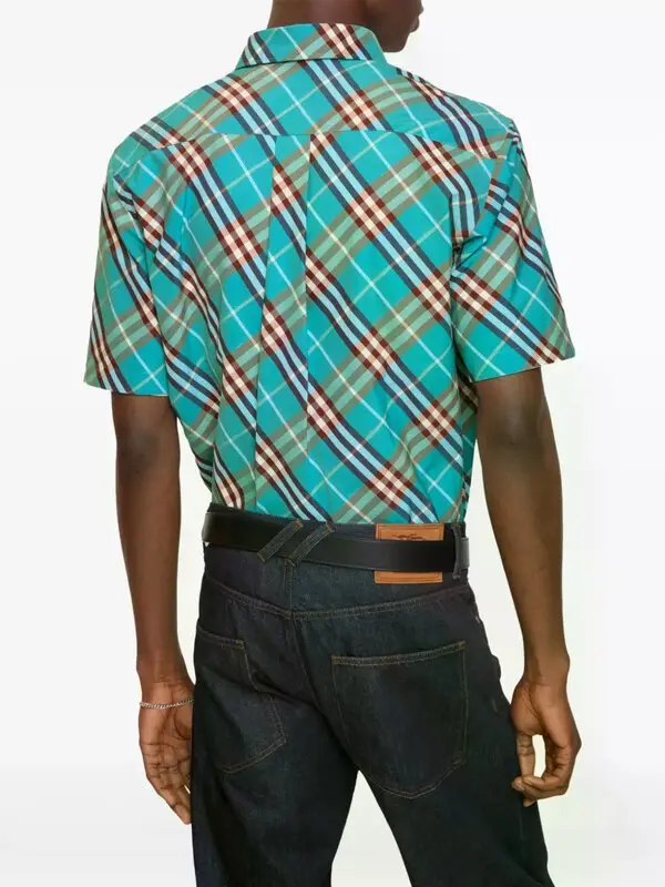 Burberry Check Short-sleeve Shirt - Blue
