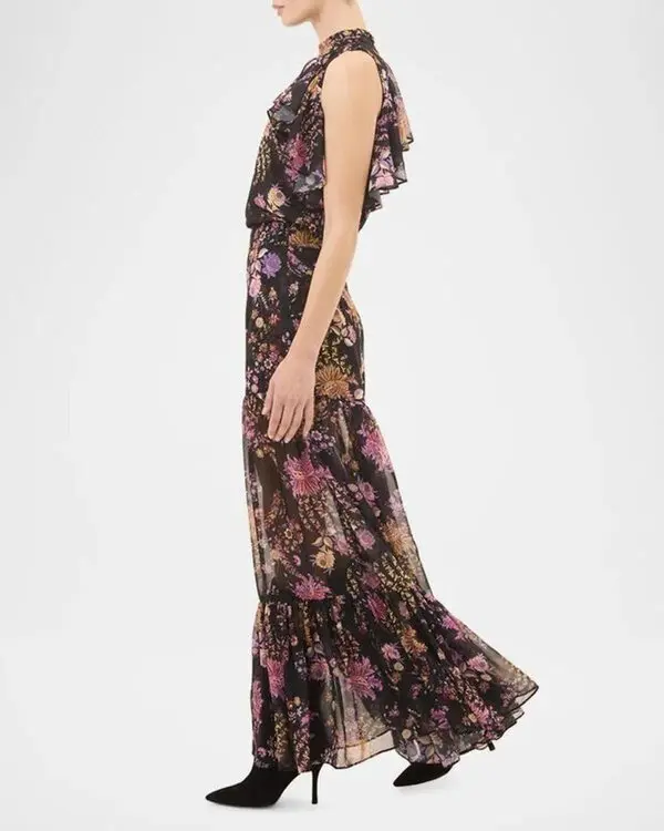 Misa Kyra Floral Chiffon Top - Dusted Cli