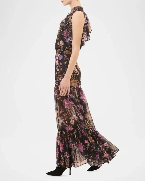 Misa Floral Chiffon Maxi Skirt