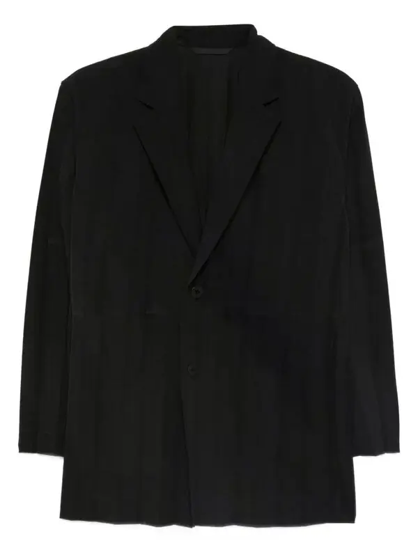 Issey Miyake Pleated Buttoned Blazer - Black