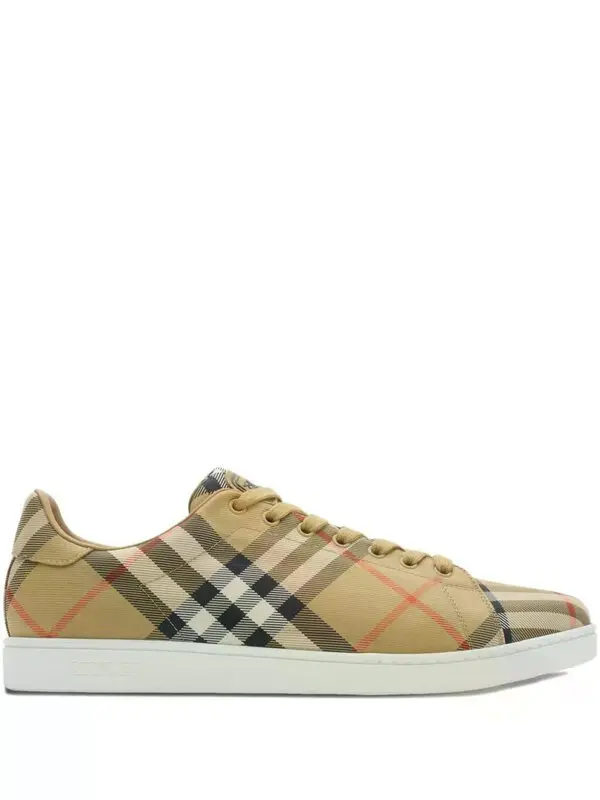 Burberry Checked Lace-up Low-top Sneakers - Neutrals