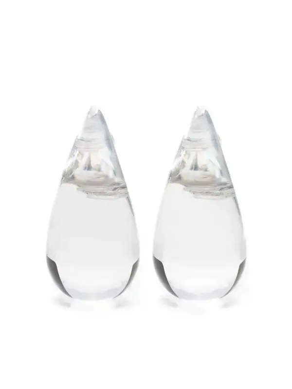 MONIES Tear-drop Clip-on Earrings - White