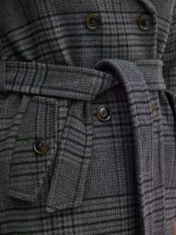 BENETTON Checked Belted Coat