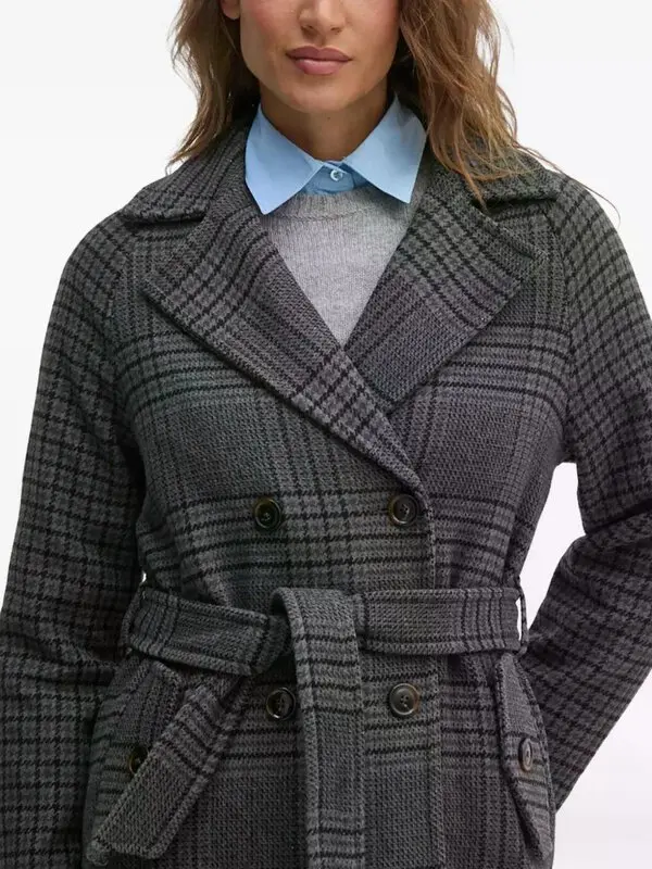 BENETTON Checked Belted Coat