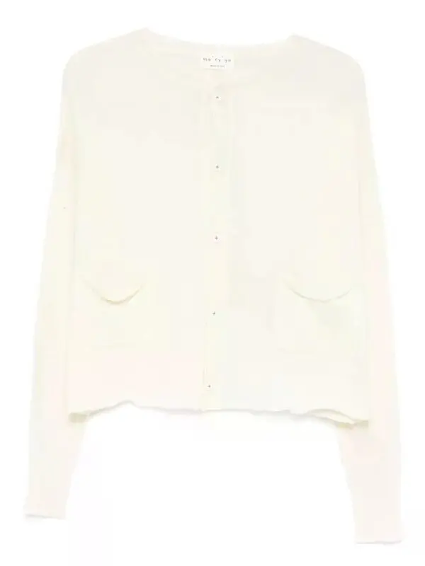 MA'RY'YA Button-fastening Cardigan With Pockets - White