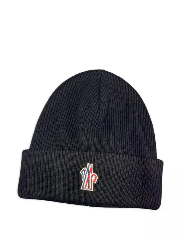 Moncler Embroidered Logo Beanie - Black