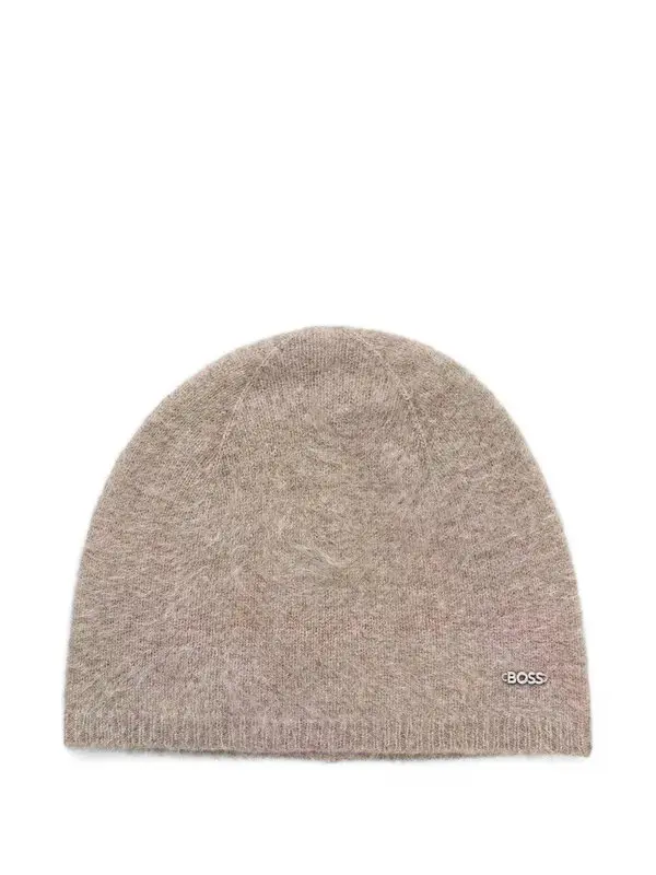 BOSS Logo Beanie Hat - Brown