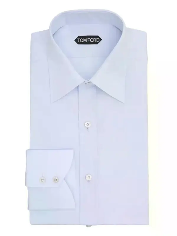 TOM FORD Long-sleeve Cotton Shirt - Blue