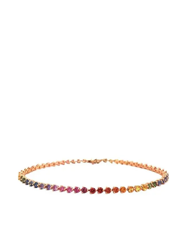 LISA NIK 18k Rose Gold Sapphire Tennis Bracelet - Pink