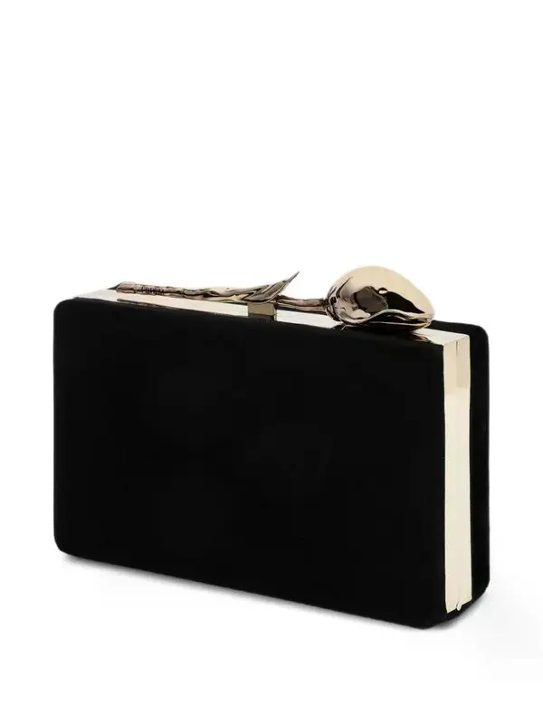 Erdem Velvet Clutch With Rose Embellishment - Black