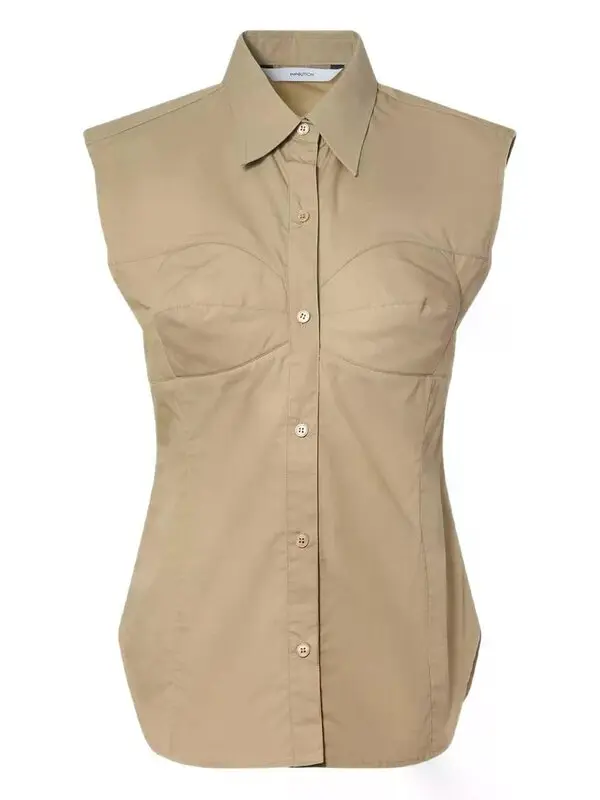 PUSHBUTTON Dummy Button-up Sleeveless Shirt