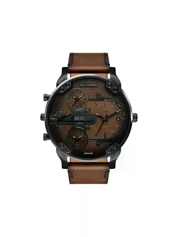 Diesel Chronograph Watch With Leather Strap - Brown