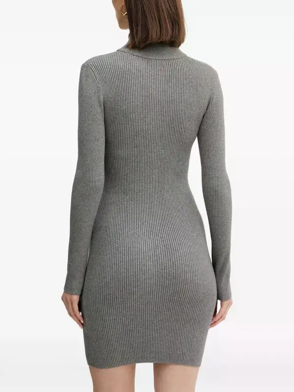Guess Zip-neck Ribbed Mini Dress