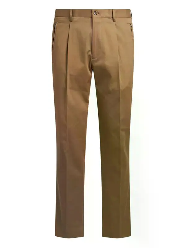 Etro Pleated Cotton Trousers - Brown
