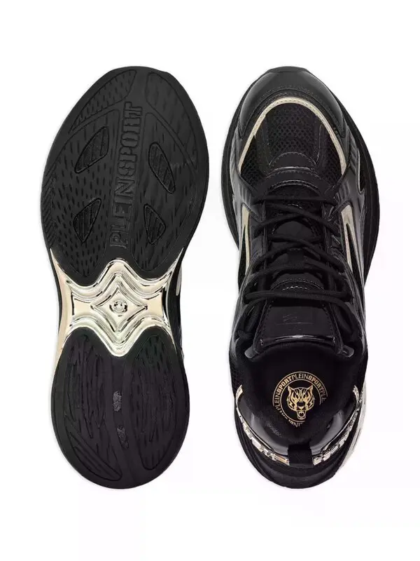 PLEIN SPORT Patent Leather And Mesh Sneakers