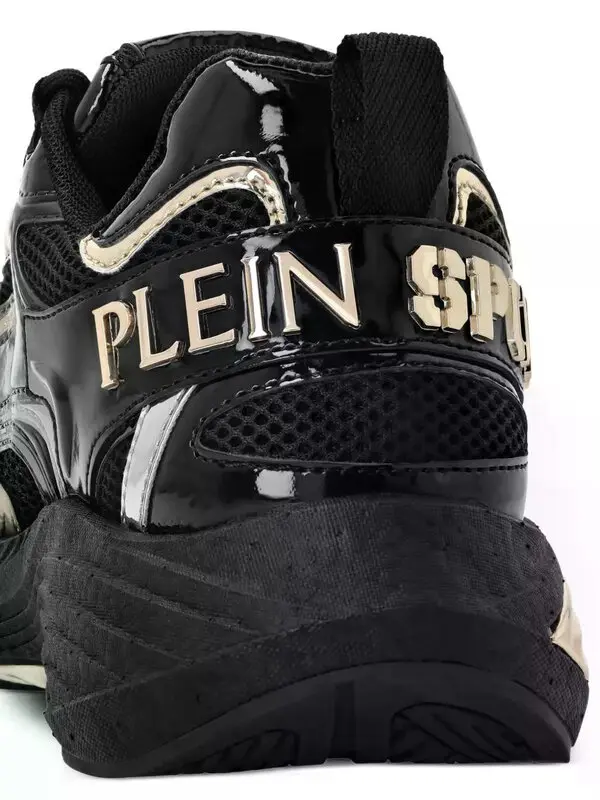 PLEIN SPORT Patent Leather And Mesh Sneakers