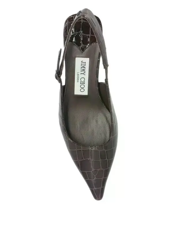 JIMMY CHOO 50mm Amel Crocodile-effect Heeled Pumps - Brown
