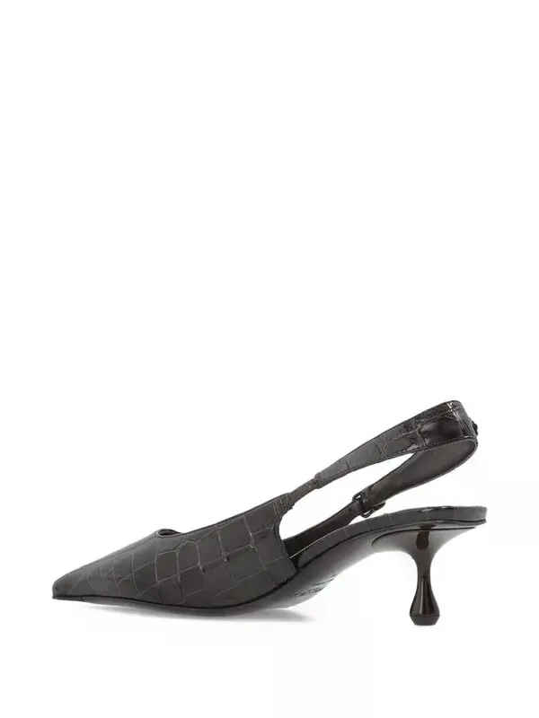 JIMMY CHOO 50mm Amel Crocodile-effect Heeled Pumps - Brown
