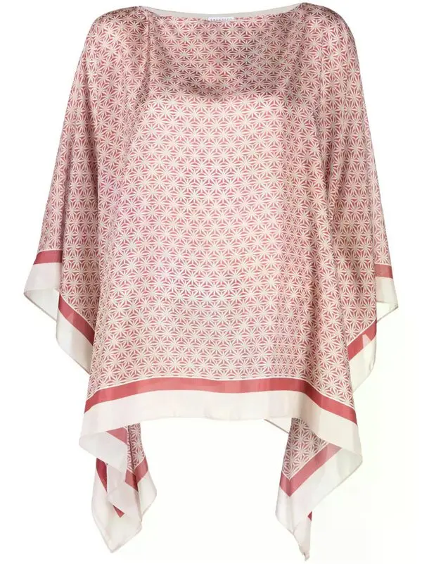Brunello Cucinelli Starburst Silk Poncho Top