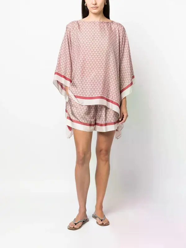 Brunello Cucinelli Starburst Silk Poncho Top
