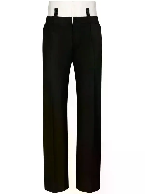 Dolce & Gabbana Virgin Wool Layered Waist Trousers