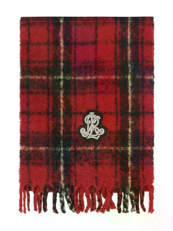 Ralph Lauren Tartan Fringed Scarf - Red