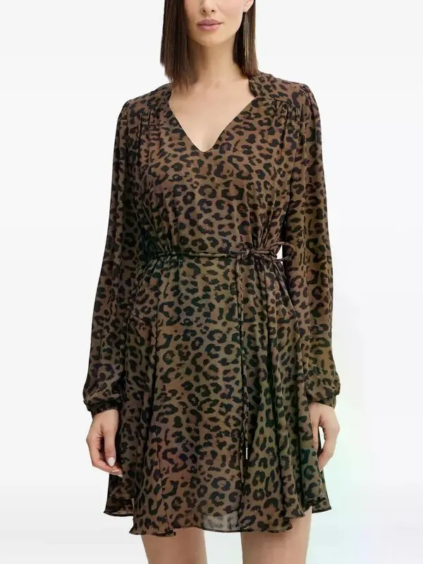 Guess Animal-print V-neck Mini Dress