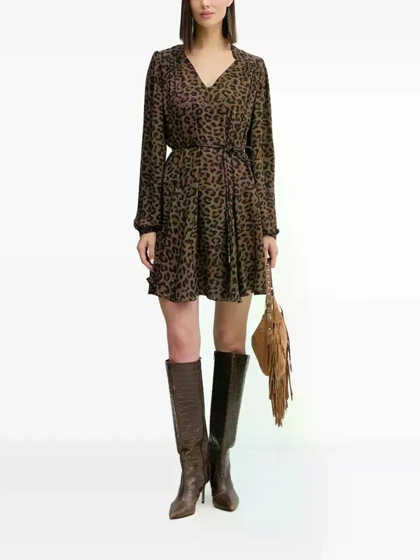 Guess Animal-print V-neck Mini Dress
