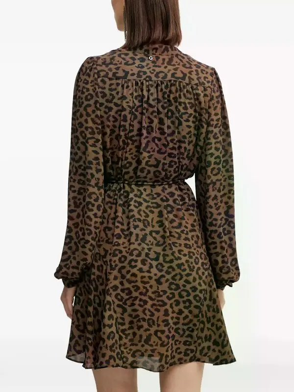 Guess Animal-print V-neck Mini Dress