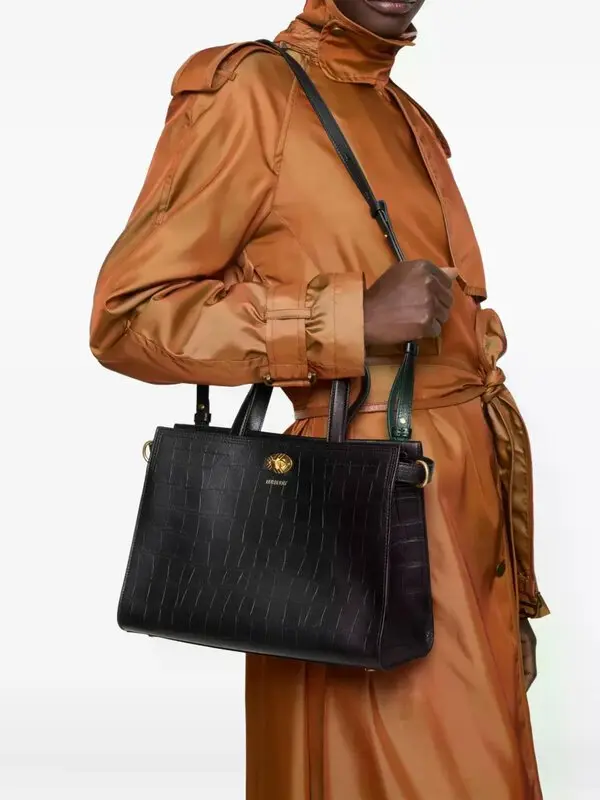 Burberry Cotswolds Crocodile-effect Mini Tote Bag - Black