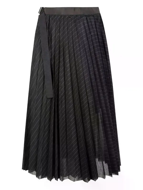Sacai Striped Pleated Skirt