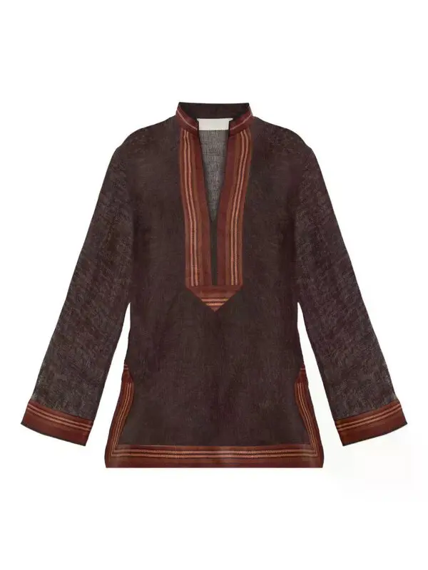 Tory Burch Striped-detail Blouse - Brown
