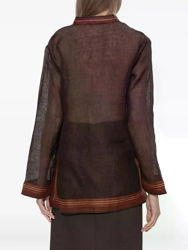 Tory Burch Striped-detail Blouse - Brown
