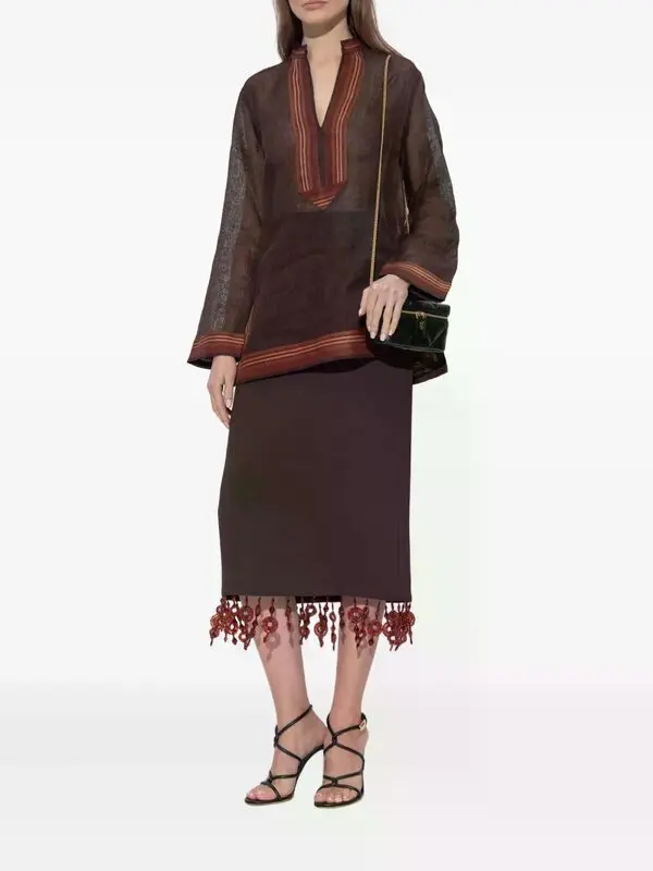 Tory Burch Striped-detail Blouse - Brown