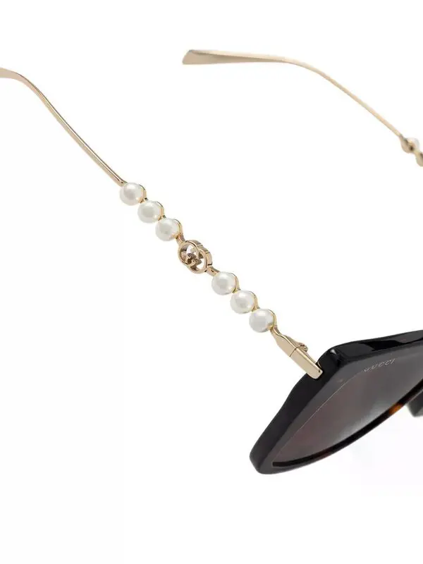 Gucci Pearl-detail Square-frame Sunglasses