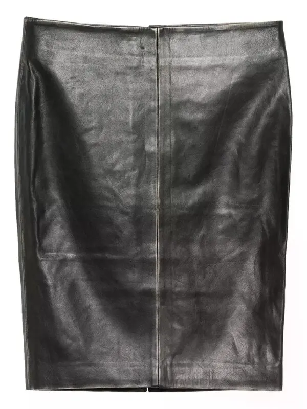ST. AGNI Leather Pencil Midi Skirt - Black