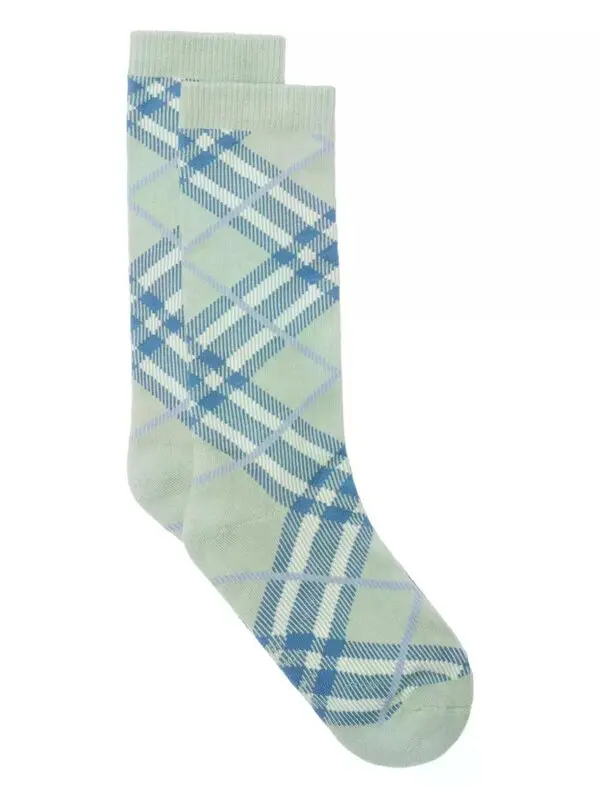 Burberry Jacquard Check Socks - Green