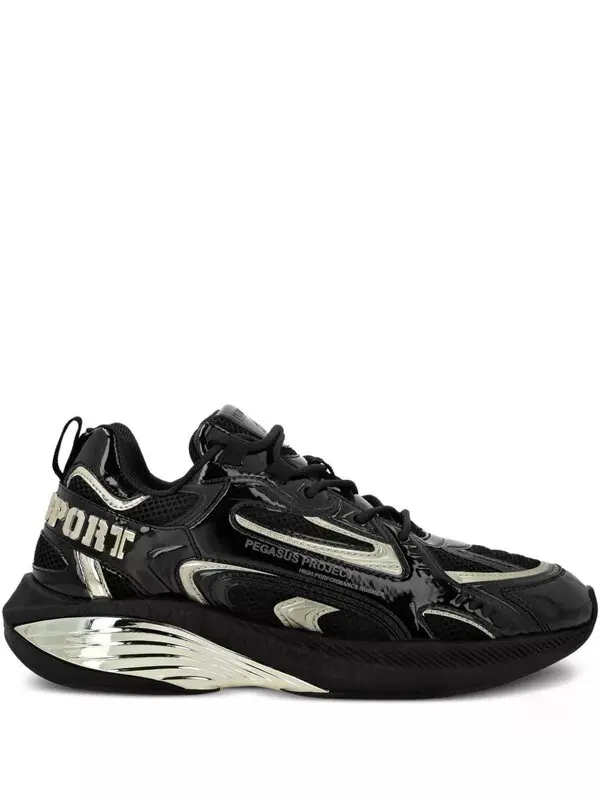 PLEIN SPORT Patent Leather And Mesh Sneakers - Black