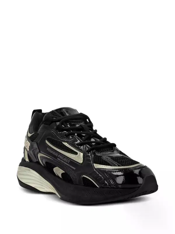 PLEIN SPORT Patent Leather And Mesh Sneakers - Black