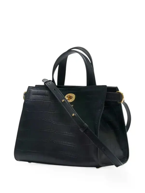 Burberry Mini Cotswolds Tote In Crocodile-effect Leather - Black