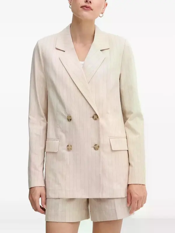 BENETTON Double-breasted Pinstripe Blazer