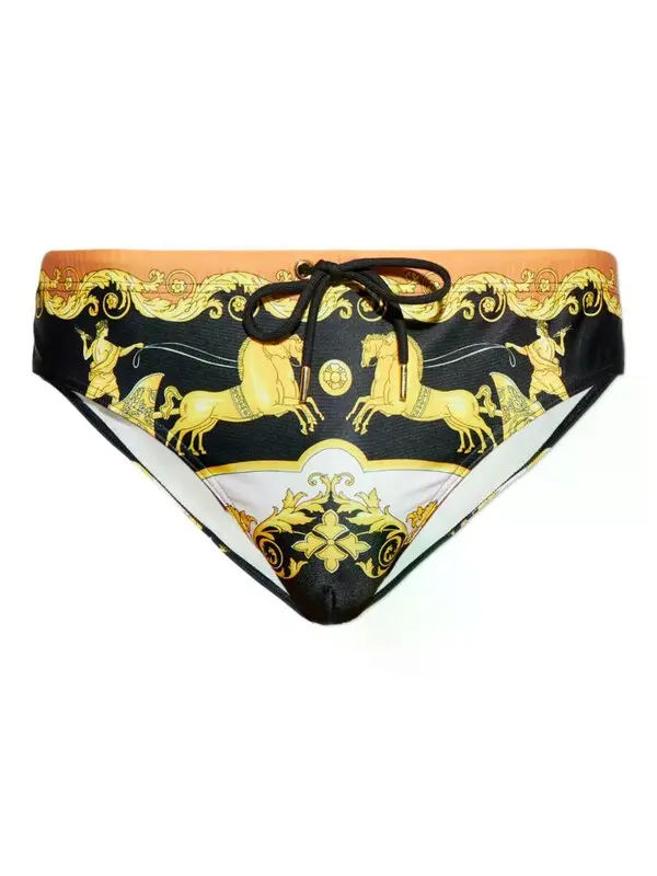 Versace Baroccoflage Print Swim Trunks - Black