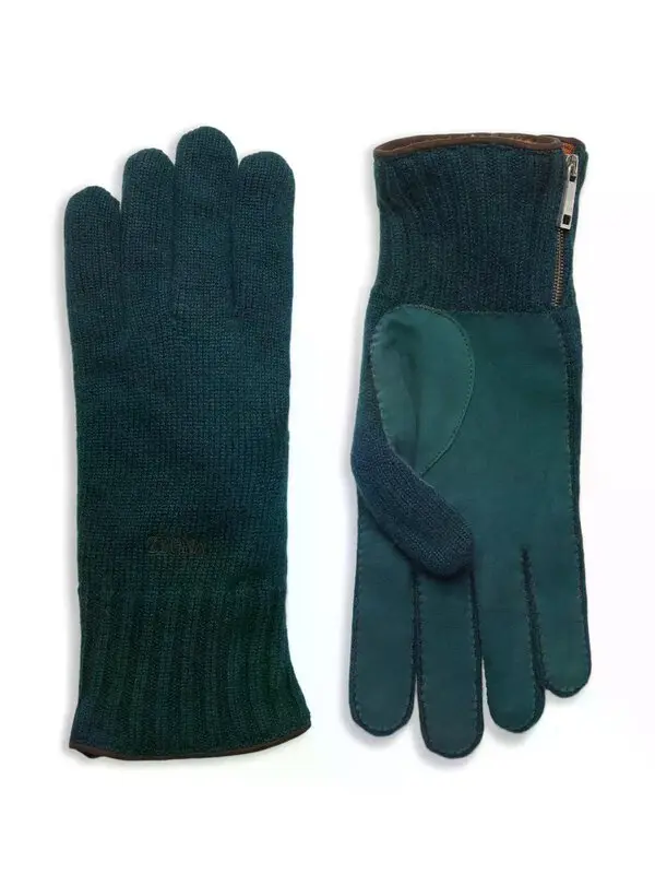 Zegna Zip-detail Gloves - Green