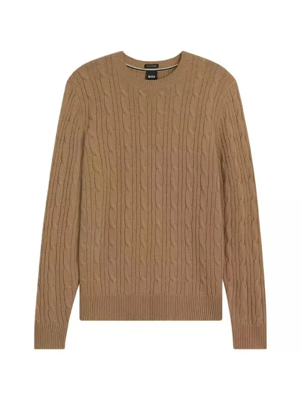 BOSS Cable-knit Crew-neck Sweater - Neutrals
