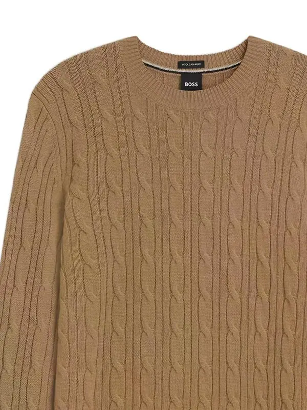 BOSS Cable-knit Crew-neck Sweater - Neutrals