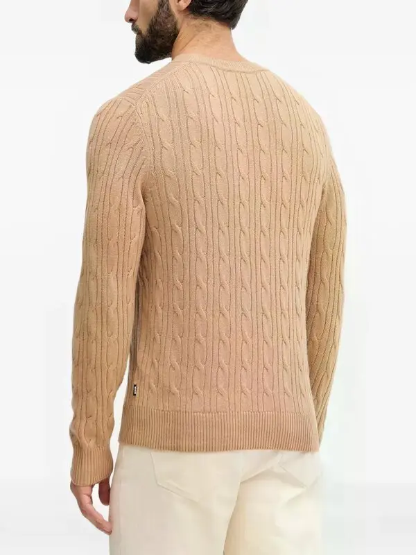 BOSS Cable-knit Crew-neck Sweater - Neutrals