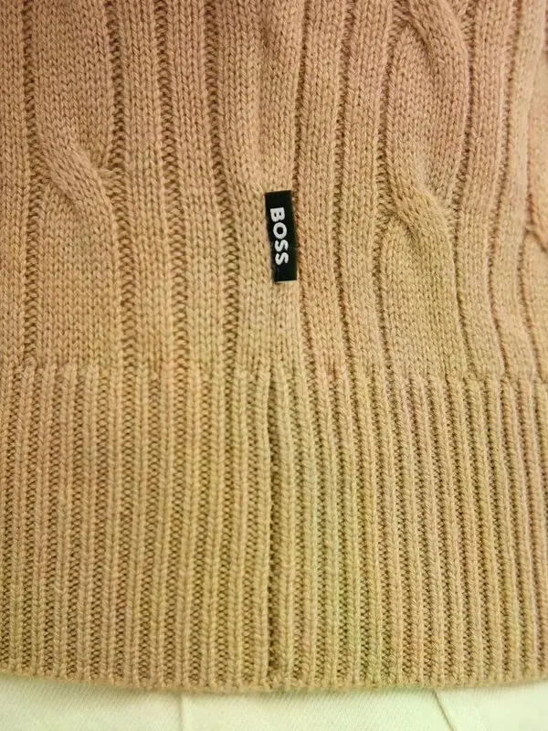 BOSS Cable-knit Crew-neck Sweater - Neutrals