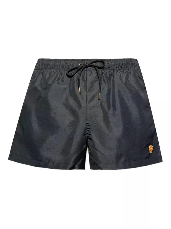 Versace Logo-patch Drawstring Swim Shorts - Black